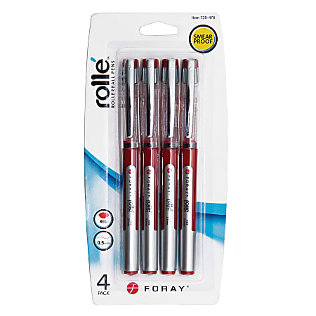 FORAY Liquid Ink Rollerball Pens Fine Point 0.5 mm Red Barrel Red Ink ...