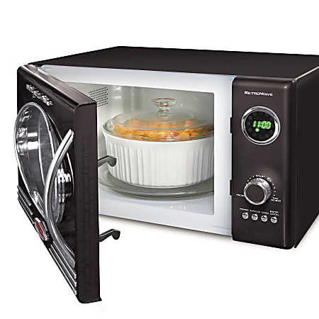 Nostalgia NRMO9BK Retro Microwave Oven 0.9 Cu. Ft. Retro Black - Office ...