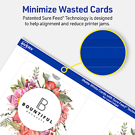 Avery Printable Note Cards With Sure Feed Technology 3 x 3 Square ...