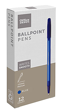Office Depot Brand Ballpoint Stick Pens Medium Point 1.0 mm Blue Barrel ...
