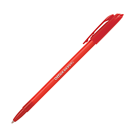 Office Depot Brand Ballpoint Stick Pens Medium Point 1.0 mm Red Barrel ...