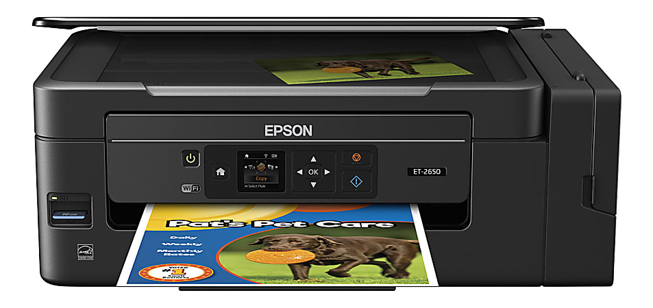 Epson Expression ET 2650 EcoTank Wireless Inkjet All In One Color Printer Office Depot