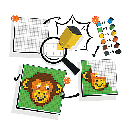 Trodat Pixel Stamp Art Coloring Book Animals Total Qty 1 - Office Depot
