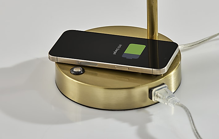 Adesso Dax LED Wireless Charging Desk Lamp Antique Brass - Office Depot