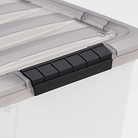 Iris Stack Pull Storage Box 4.75 Gallon ClearGray - Office Depot