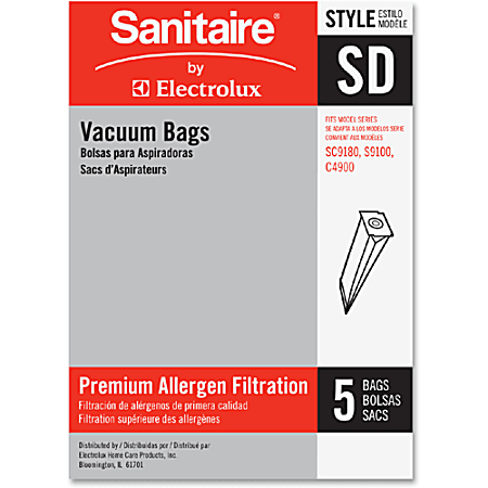 Sanitaire Replacement SD Vacuum Bags 4 Quart White Case Of 5 Bags ...