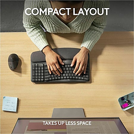 Logitech Wave Keys for Business Wireless Ergonomic Keyboard with ...