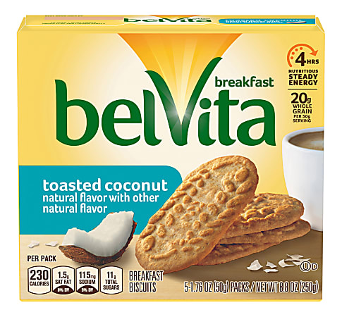 BELVITA Breakfast Biscuits Toasted Coconut 5 Count 6 Pack - Office Depot