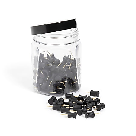 U Brands Soft Touch Standard Push Pins Matte Black Set Of 150 Pins ...