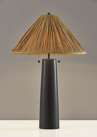 Adesso Waylon Table Lamp BlackRaffia Grass Shade - Office Depot