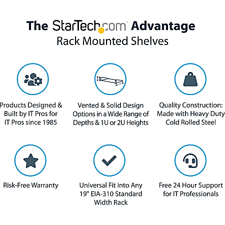 StarTech.com 1U Server Rack Cabinet Shelf Fixed 16 Deep Cantilever ...