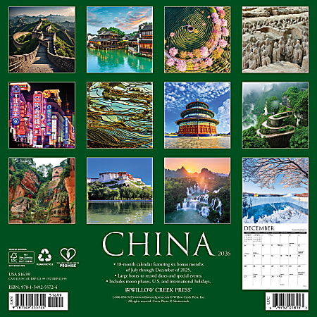2026 Willow Creek Press Scenic Monthly Wall Calendar 12 x 12 China ...
