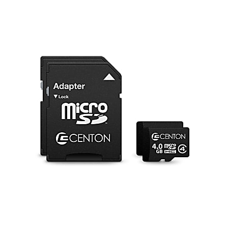Centon microSD Memory Cards 4GB Pack Of 2 Memory Cards S1 MSDHC4 4G2PK - ODP Business Solutions