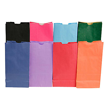Hygloss Gusseted Flat Bottom Paper Bags Size 6 Bright Assorted Colors ...
