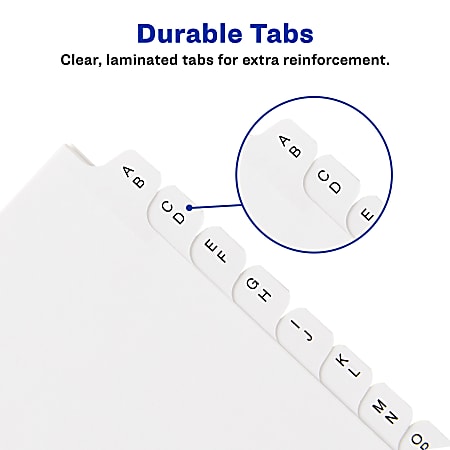 Avery Preprinted Tab Dividers Mini 5 12 x 8 12 A Z Tabs White - Office ...