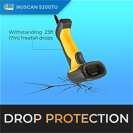Adesso NuScan 5200TU Antimicrobial Waterproof 2D Barcode Scanner Cable ...