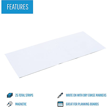 MasterVision® Magnetic Dry-Erase Writable Strips, 2" x 0.88", White ...