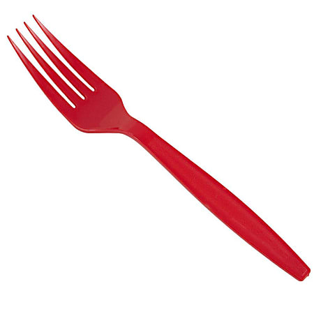 JAM PAPER Big Party Pack of Premium Plastic Forks Red 100 Disposable ...