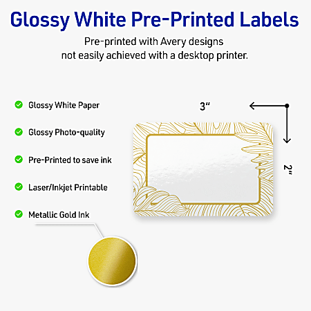 Avery Printable Labels With Sure Feed Technology S00 EVX Rectangle 2 x ...