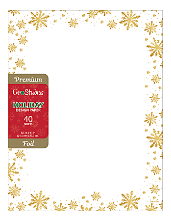 Geo Studios Holiday Themed Foiled Letterhead Paper Letter Size Gold ...