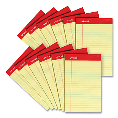 Universal Perforated Ruled Writing Pads Narrow Rule 5 x 8 Canary Yellow ...