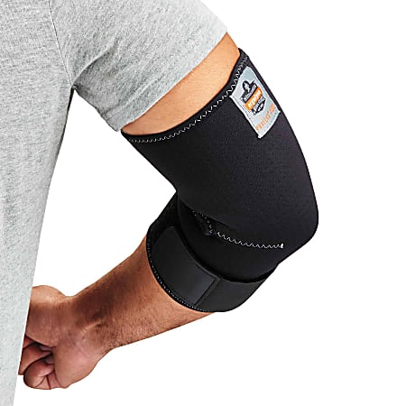 Ergodyne ProFlex 655 Elbow Sleeve With Strap Small Black - Office Depot