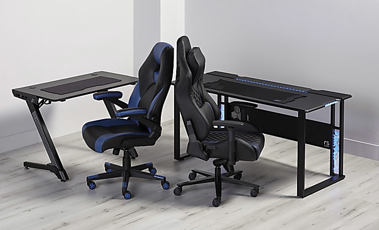 RS Gaming Mergence 60 W RGB Gaming Computer Desk With 10 Acoustic Panels Black Office Depot