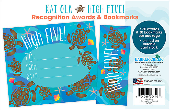 Barker Creek Kai Ola Awards Bookmarks Set High Five 8 12 x 5 12 Set Of ...