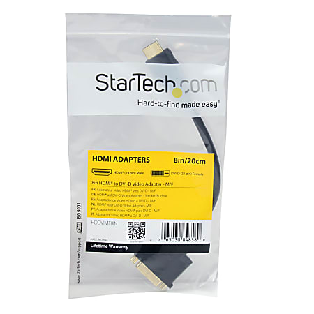 StarTech.com 8in HDMI to DVI D Video Cable Adapter HDMI Male to DVI ...