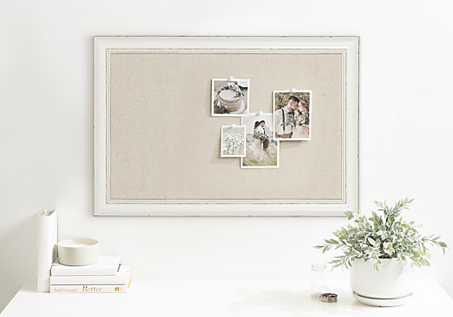 Kate and Laurel Macon Non Magnetic Framed Linen Fabric Pinboard 18 x 27 ...