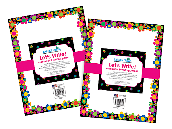 Barker Creek Computer Paper Letter Paper Size 60 Lb Neon Flower Power ...