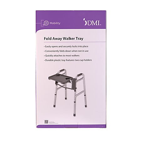 DMI Folding Walker Tray With Cup Holders 16 x 11 Gray - Office Depot