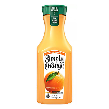 Simply Orange Pulp Free Orange Juice 46 Oz Pack Of 2 Bottles - Office Depot