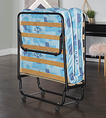 Linon Tilden Folding Bed 15 H x 31 12 W x 74 1316 D BlueWhite Office Depot