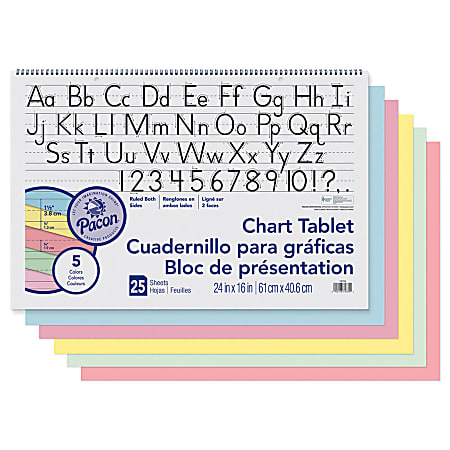 Pacon Colored Paper Chart Tablets 24 x 16 Assorted Colors 25 Sheets ...