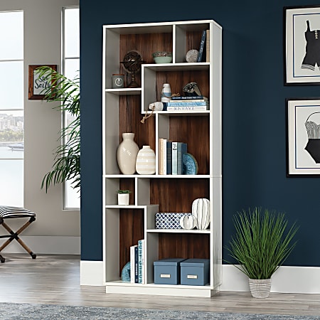 Sauder Vista Key 72 H 9 Shelf Bookcase Pearl OakBlaze Acacia - Office Depot