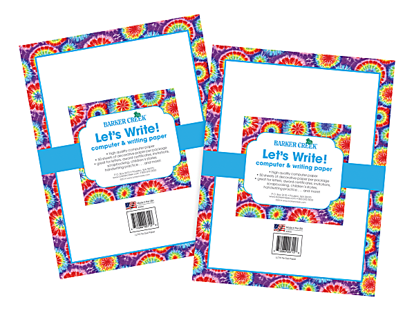 Barker Creek Computer Paper Letter Paper Size 60 Lb Tie Dye 100 Sheets ...
