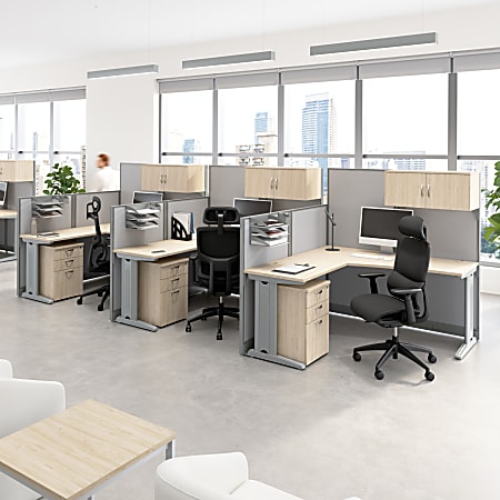Bush Business Furniture Office in an Hour 3 Person L Shaped Cubicle ...