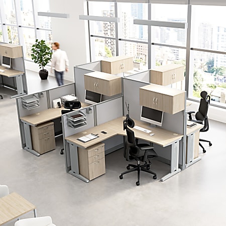 Bush Business Furniture Office in an Hour 3 Person L Shaped Cubicle ...