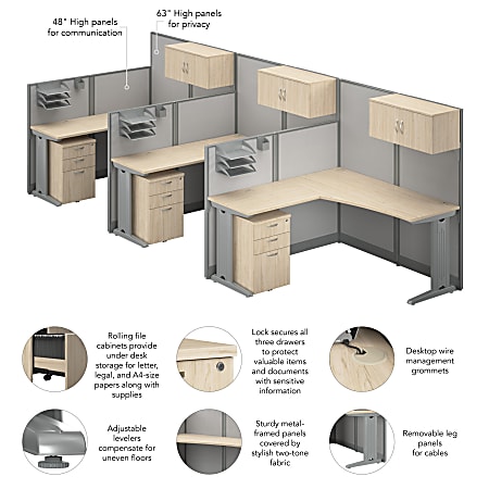 Bush Business Furniture Office in an Hour 3 Person L Shaped Cubicle ...