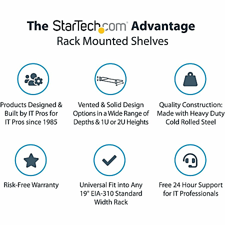 StarTech.com 2U Rack Mount Cantilever Shelf Heavy Duty Fixed Server ...