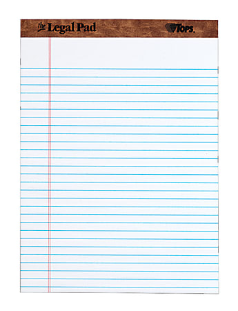 TOPS The Legal Pad Perforated Writing Pads 8 12 x 11 34 Legal Ruled 50 ...