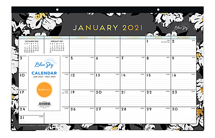 Blue Sky Monthly Desk Pad Calendar 11 x 17 Baccara Dark January To ...