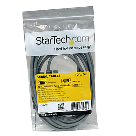 StarTech Com Serial Null Modem Cable DB 9 F DB 9 F 3 M Transfer Files Via Serial Connection 10ft