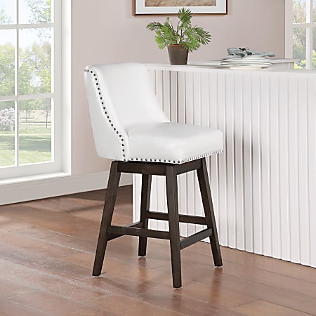 Office Star Granville Faux Leather Swivel Counter Stool White - Office ...