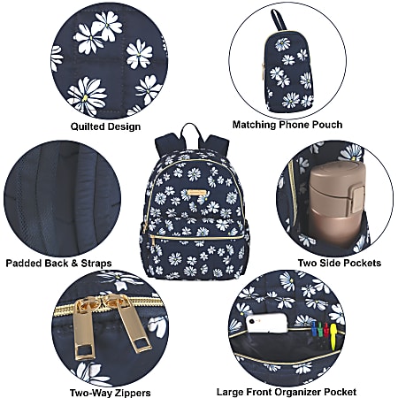 Jessica Simpson Backpack With 15 Laptop Sleeve And Phone Purse Daisy ...