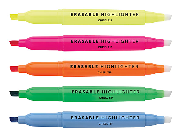 Office Depot Brand Erasable Highlighters With Chisel Tips Assorted ...