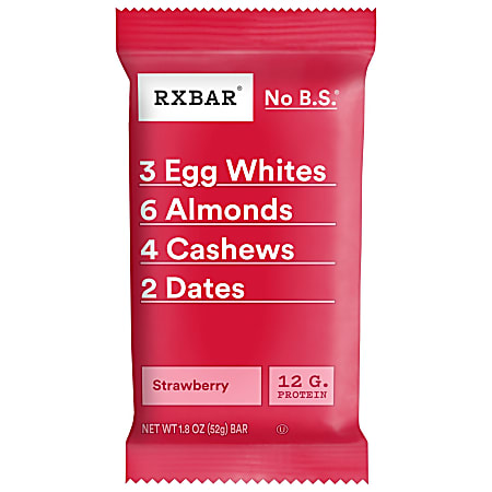 RXBAR Adult Bars Strawberry 1.83 Oz 5 Bars Per Box Pack Of 2 Boxes ...