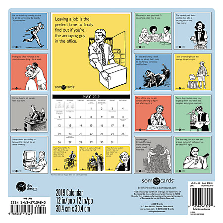 Day Dream Someecards Office Monthly Wall Calendar 12 x 12 January to ...