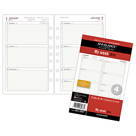 AT A GLANCE Day Runner Planner Refill Weekly 5 12 x 8 12 White January ...